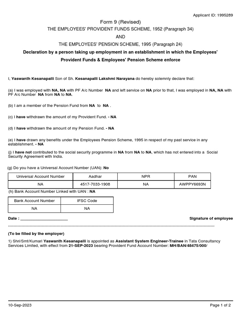 Form 11 | PDF | Employee Benefits | Government