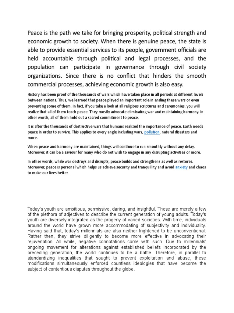 Peace as a Path to Prosperity | PDF | Peace