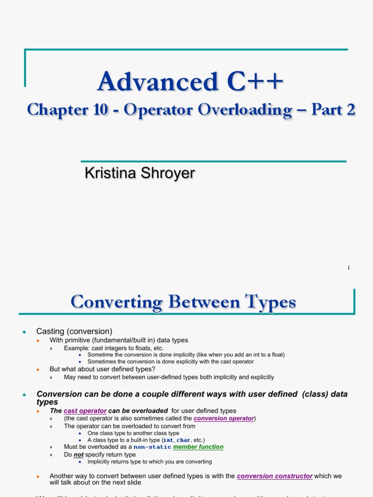 Chapter 10 - Operator Overloading - Part 2 | PDF