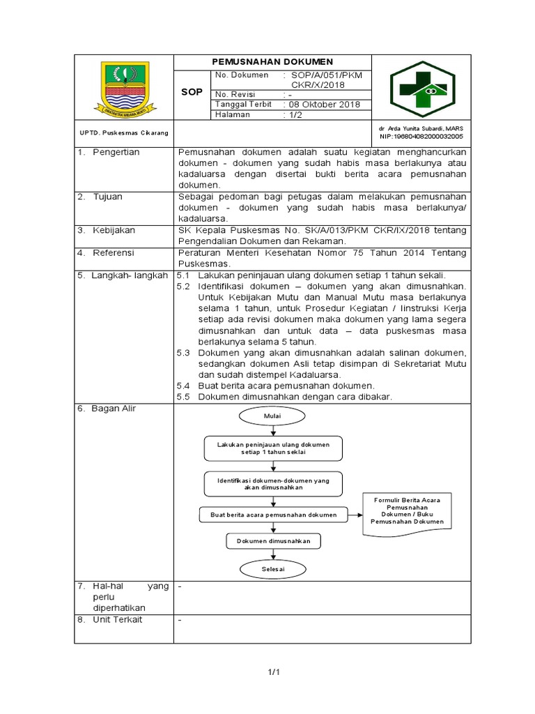 Sop Pemusnahan Dokumen | PDF