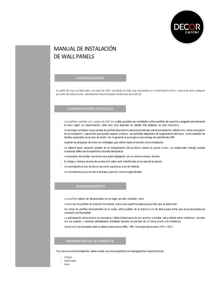 Instalación de Wall Panels: Guía Práctica | PDF | Tornillo | Madera
