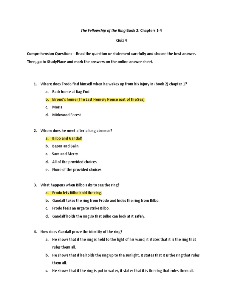 The Fellowship of The Ring Book 2: Chapters 1-4: Rules Them All | PDF ...