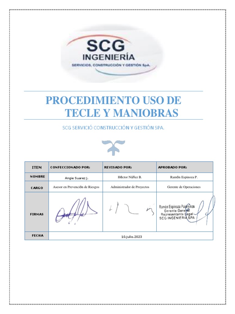 10.-PTS Procedimiento - Uso de Tecle y Maniobras - PTS Utm 0010 - Sso. | PDF | Tornillo ...
