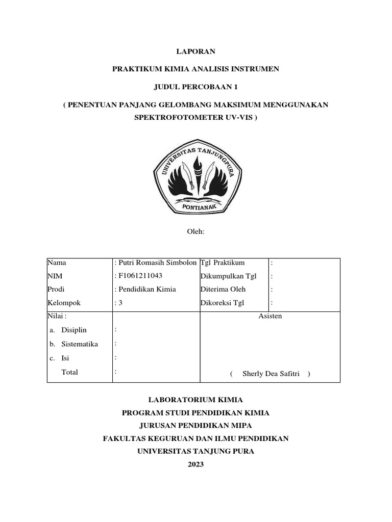 Putri Romasih Simbolon - A1 - F1061211043 - Laporan Praktikum Kimia ... Putri Romasih Simbolon - A1 - F1061211043 - Laporan Praktikum Kimia ...