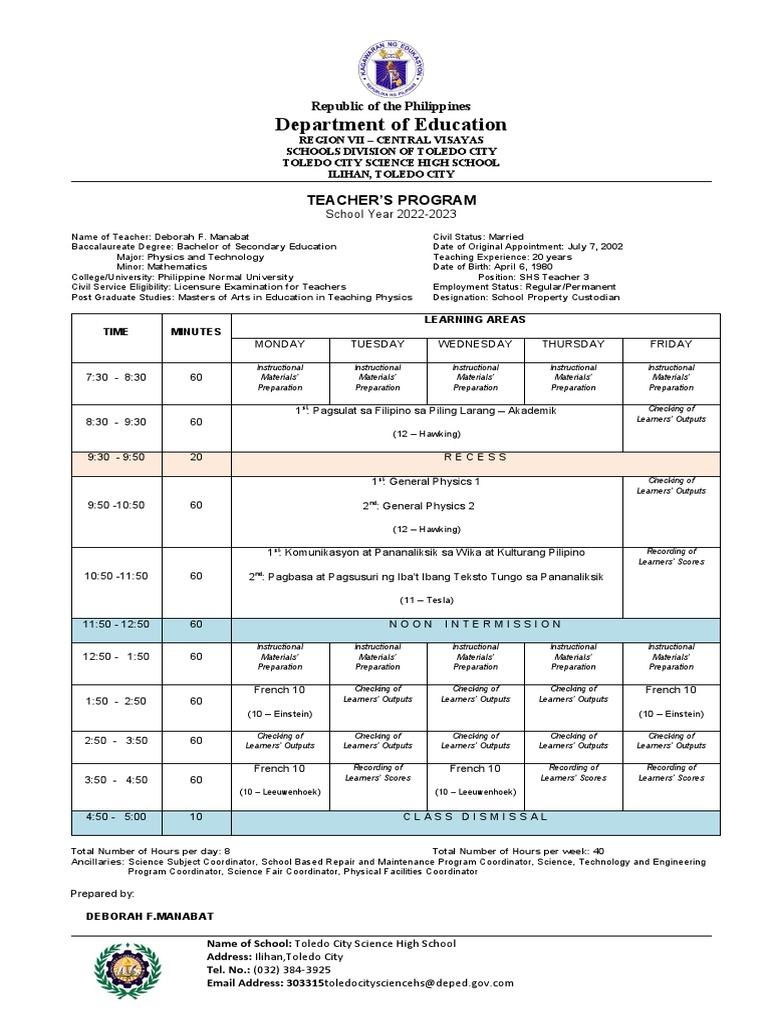 Teachers Program | PDF | Teachers