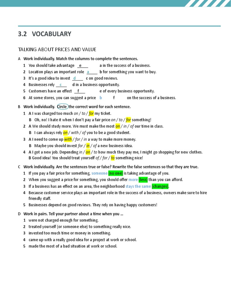 BUS 2.0 Level 4 Lesson Plan 3 Handout 2 | PDF