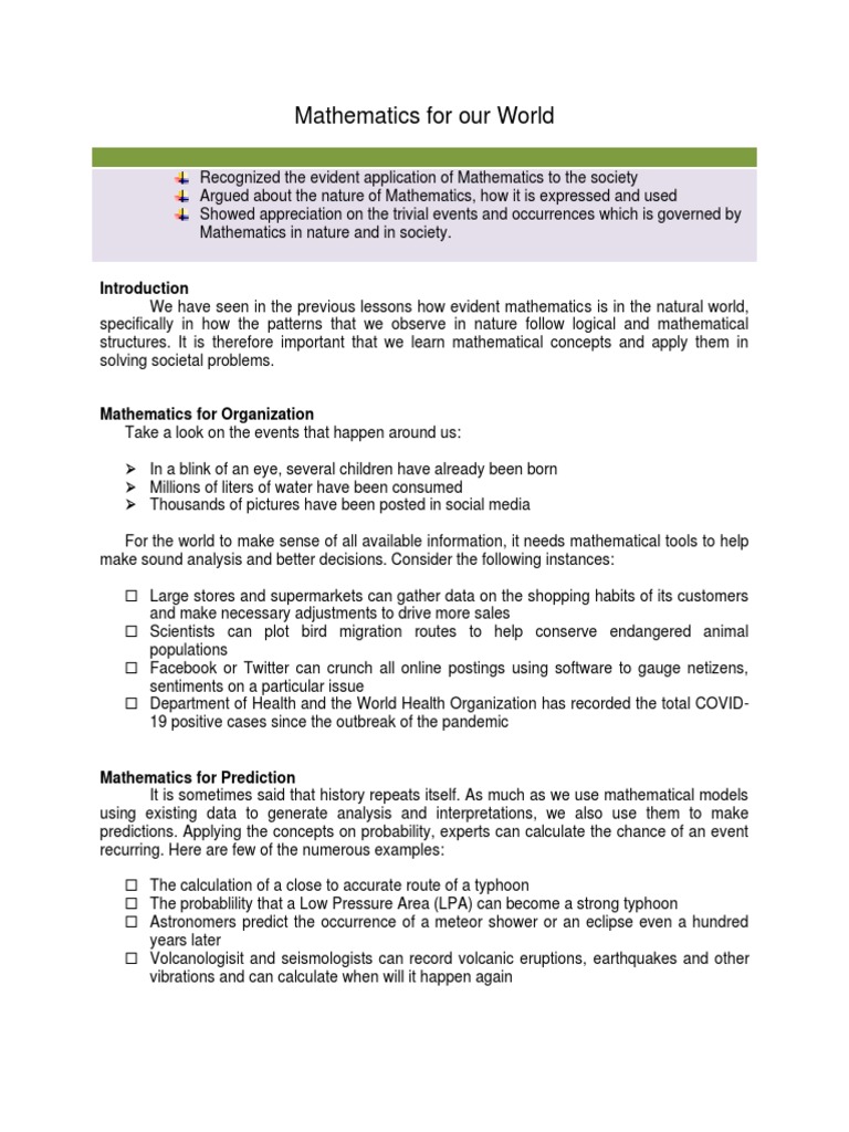 3 Mathematics For Our World | PDF