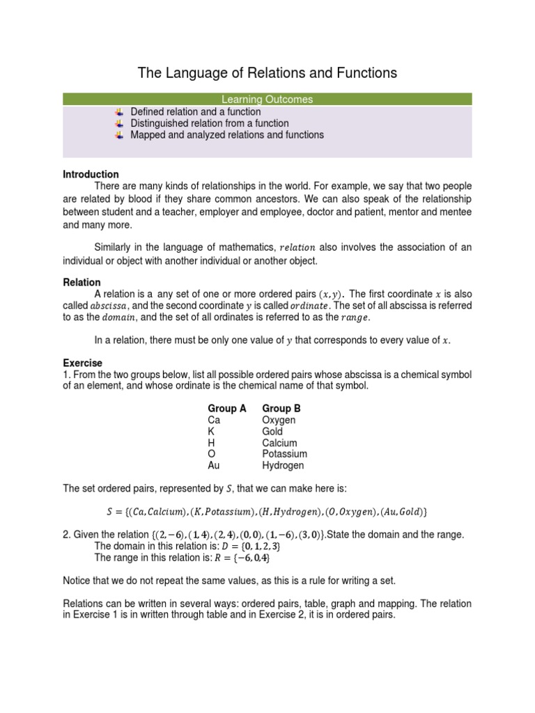 5 The Language of Relations and Functions | PDF | Function (Mathematics) | Parameter (Computer ...