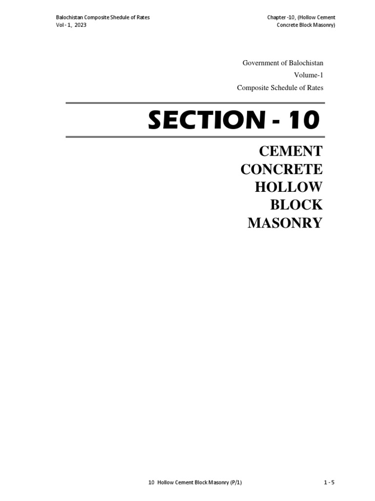 Chapter 10 Hollow Cement Concreate Block Mansonry | PDF | Mortar ...