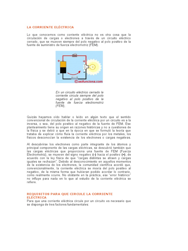 Fundamentos de la Corriente Eléctrica | PDF | Corriente eléctrica ...