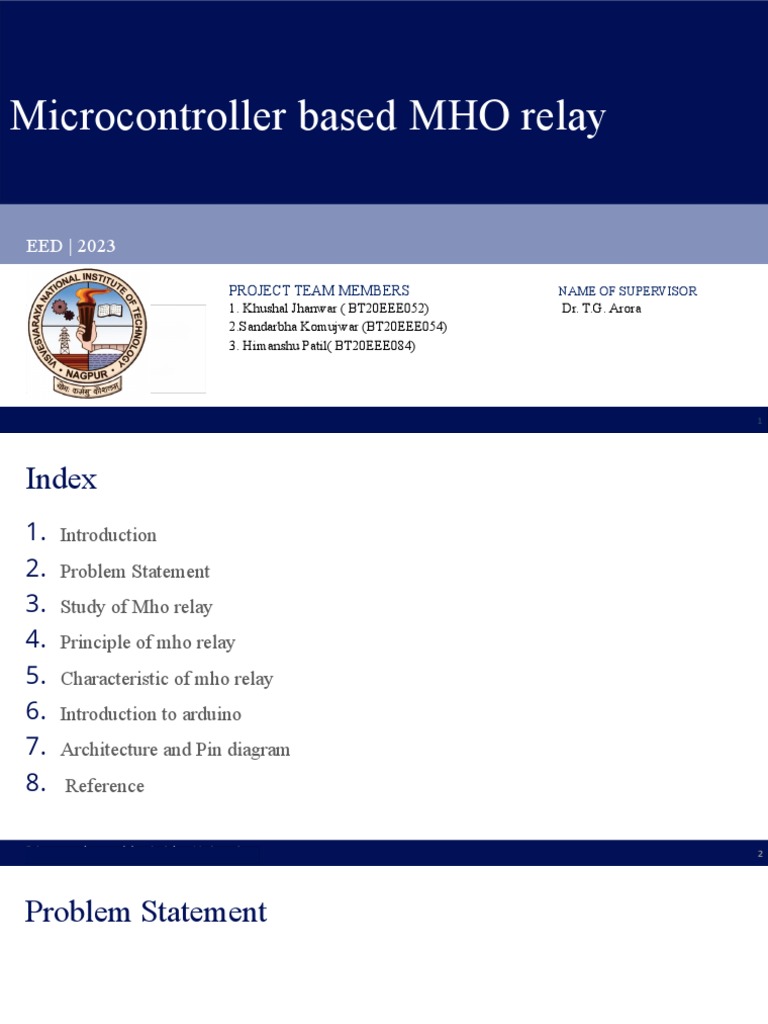 Microcontroller Based MHO Relay: Project Team Members | PDF | Arduino | Microcontroller