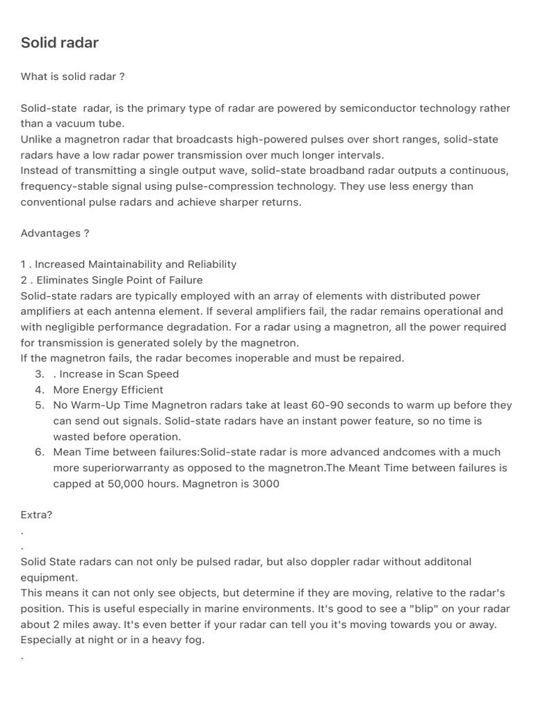 Solid-State Radar Principles and Benefits | PDF