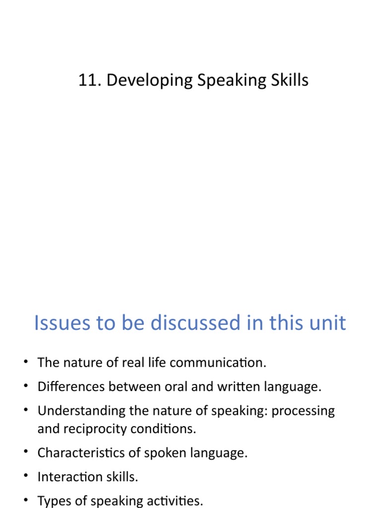 11 Slides SP Skills II 2 | PDF | Speech | Learning