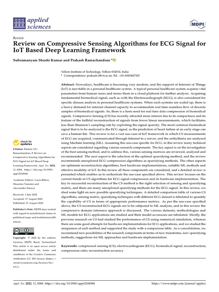 Review On Compressive Sensing Algorithms For ECG Signal | PDF ...