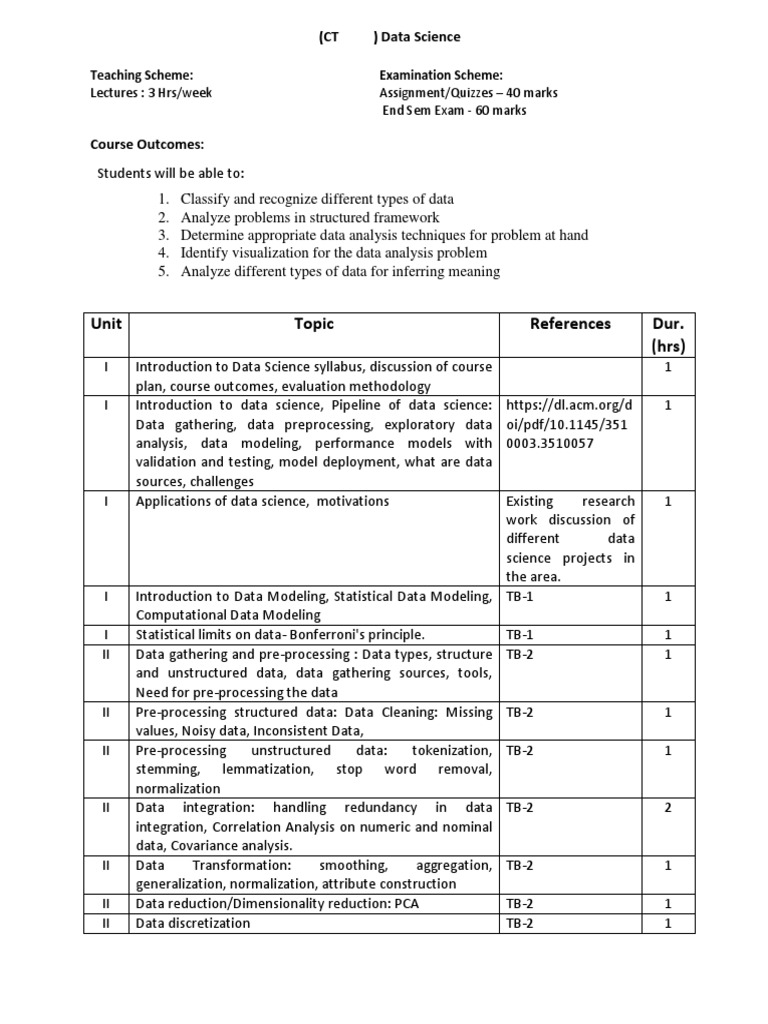 DataScience-Course Plan - 2023 | PDF