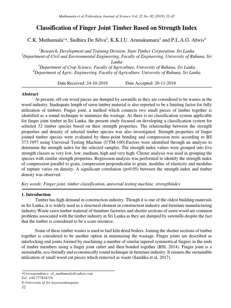 Classification of Finger Joint Timber Ba | PDF