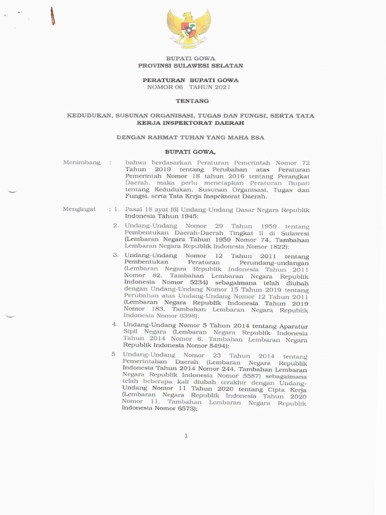 Perbub 06 Tahun 2021 | PDF