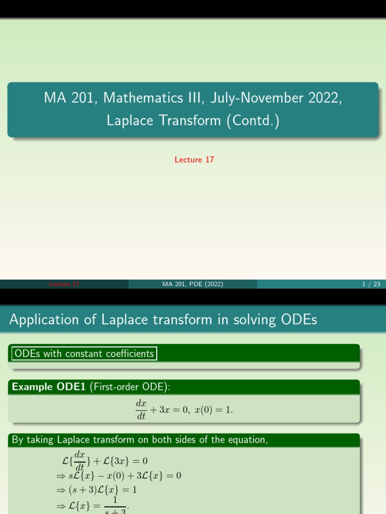 Laplace Transform Applications in ODEs | PDF | Partial Differential ...