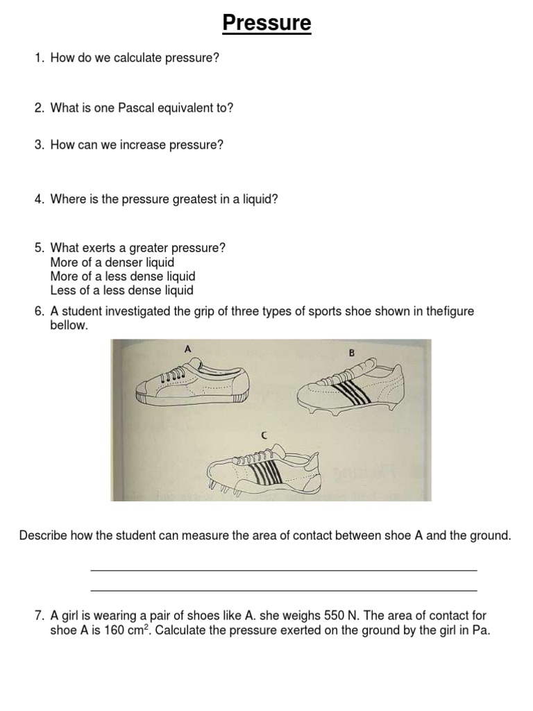 Physics Pressure Questions | PDF