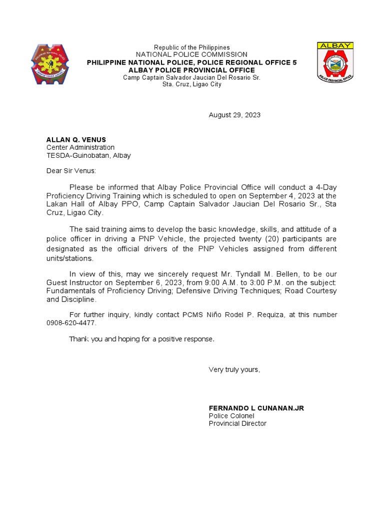 Albay PPO Proficiency Driving Training | PDF