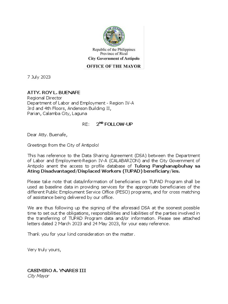 2nd Follow Up DOLE TUPAD Program 2 | PDF