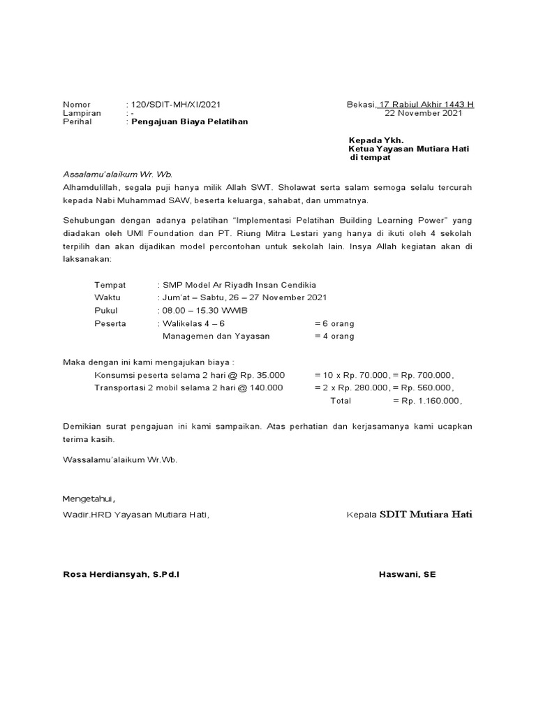 surat pengajuan pelatihan | PDF