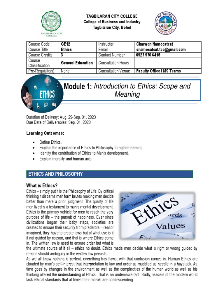 Introduction To Ethics: Scope & Meaning | PDF | Morality ...