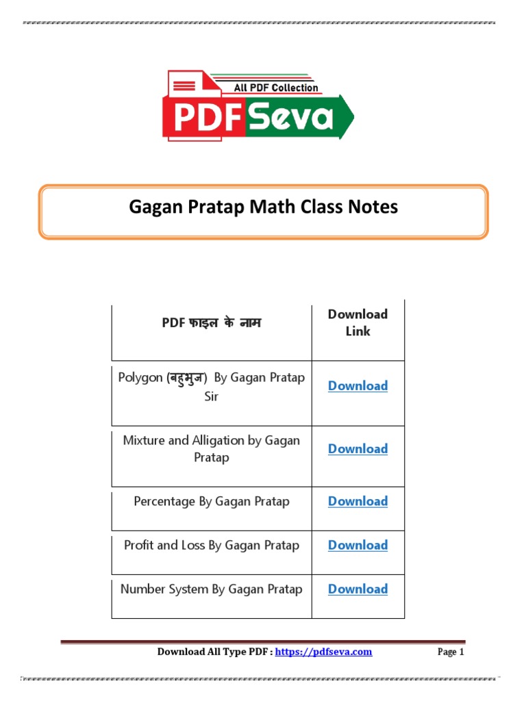 Gagan Pratap Math Class Notes | PDF