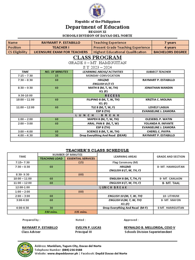 grade-7-sample-class-program (1) | PDF