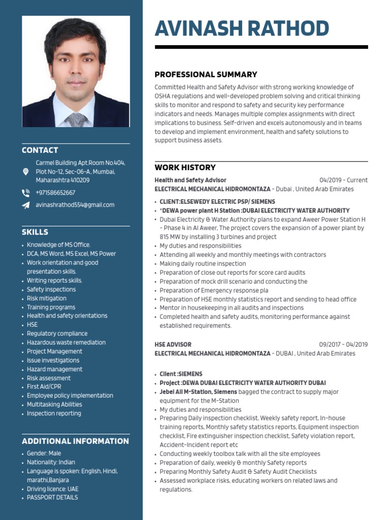 Avinash Rathod CV 5 | Download Free PDF | Occupational Safety And Health | Safety
