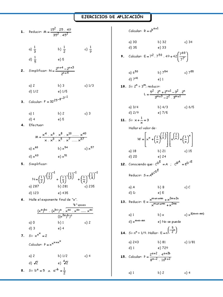 Leyes de Exponentes | PDF