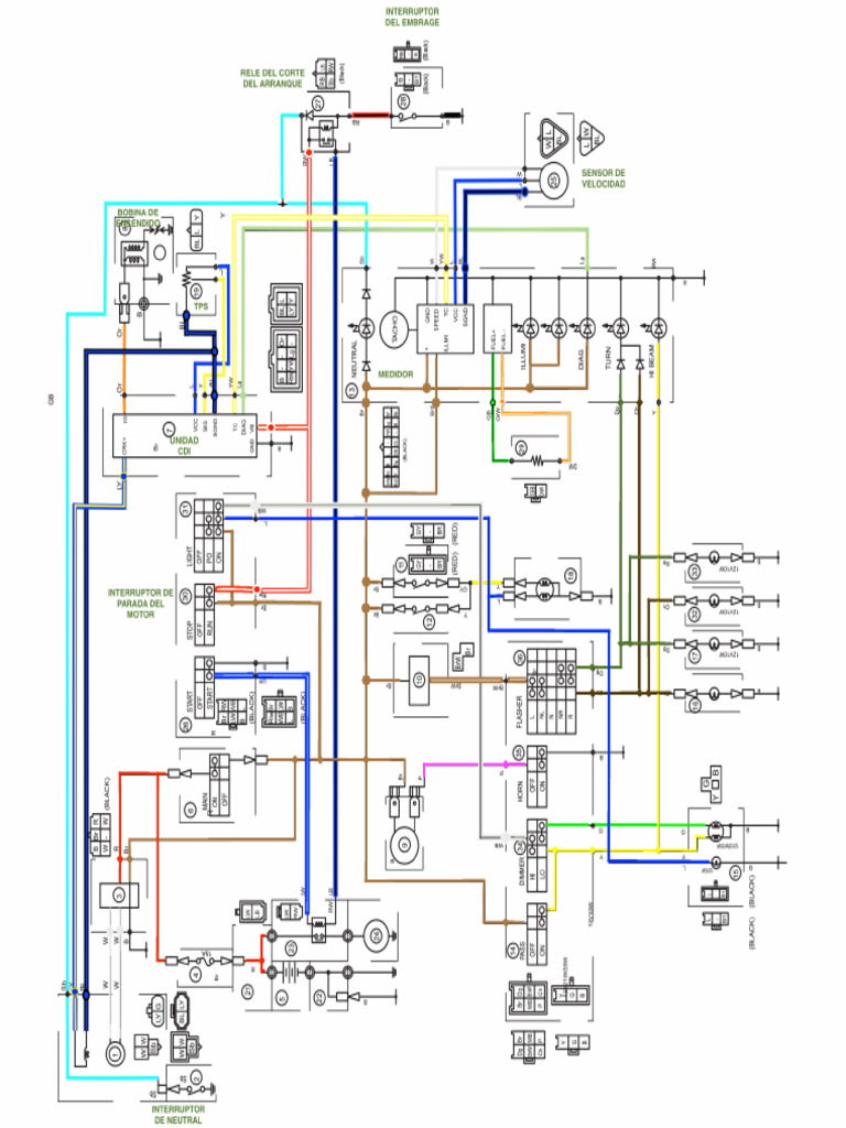 Diagrama eléctrico de moto FZ 16 | PDF | Vehículos terrestres ...