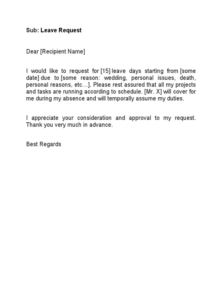 Leave Request Email 05 Pdf