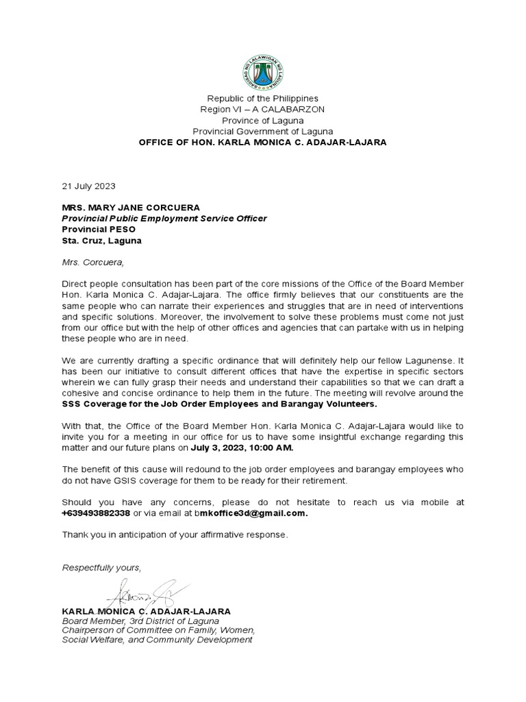 PESO Letter | PDF | Career & Growth | Social Science