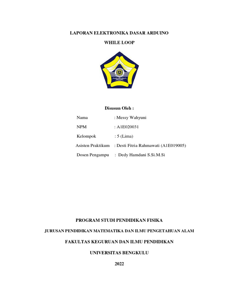 Laporan Elektronika Dasar Arduino While Loop: Jurusan Pendidikan ...