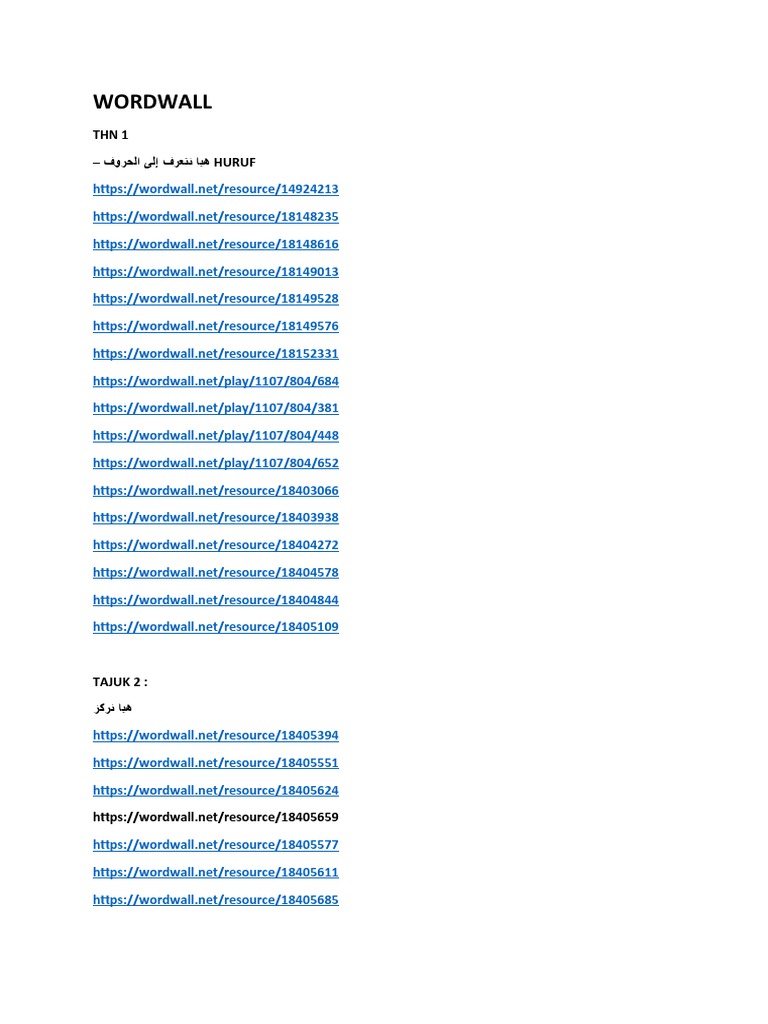 Free Wordwall THN 1 | PDF