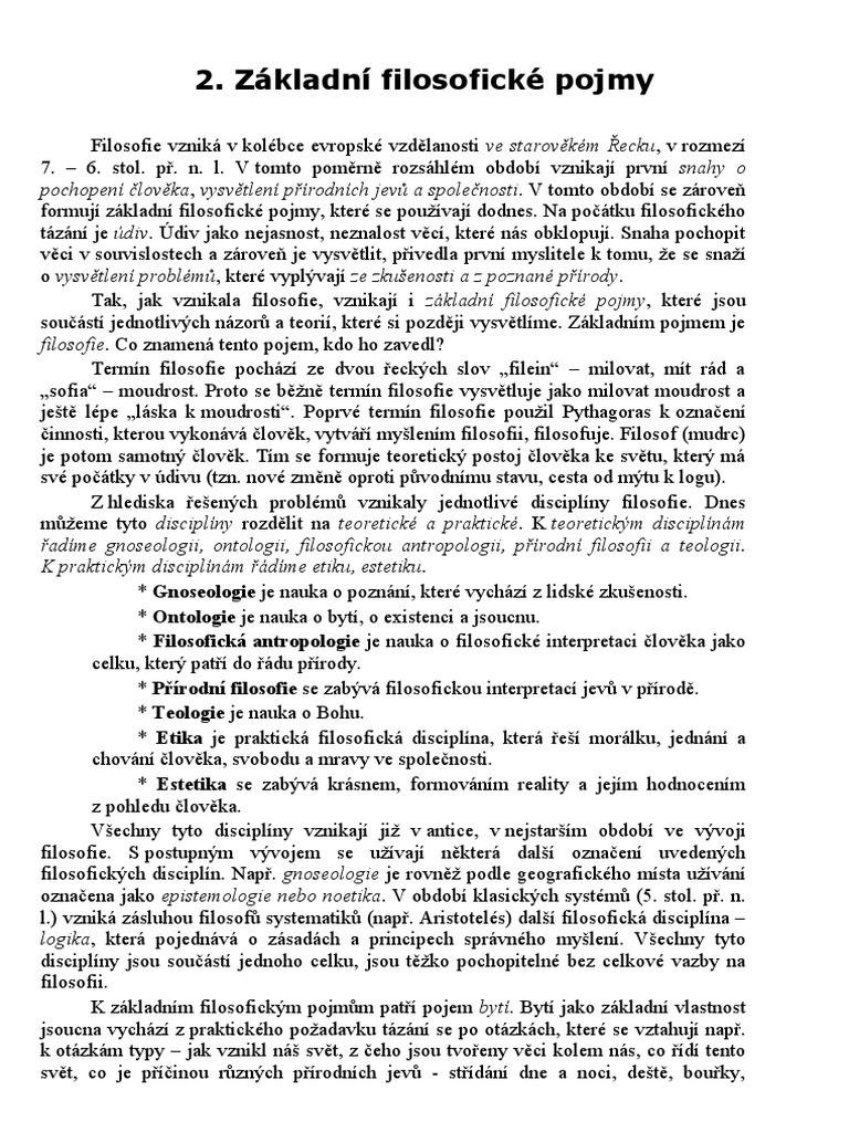 Základní Filosofické Pojmy | PDF