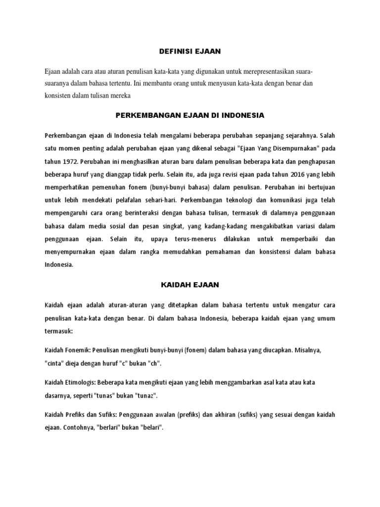 Definisi Ejaan | PDF | Seni & Disiplin Bahasa