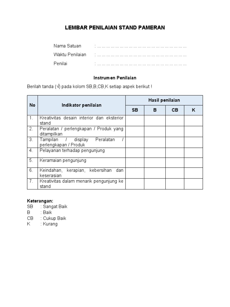 Checklist Penilaian Pameran | PDF
