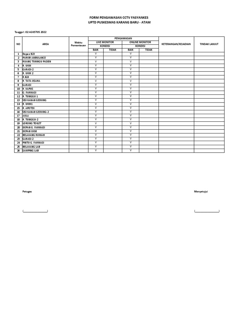 Logbook Pengawasan CCTV | PDF