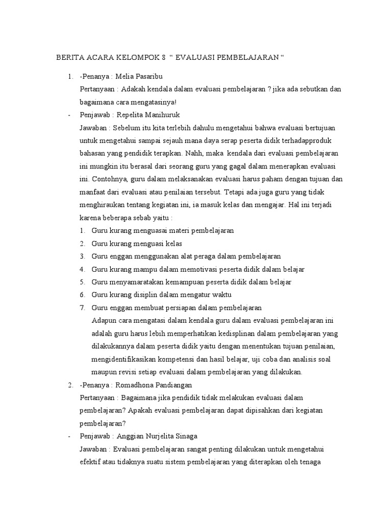 Berita Acara Kelompok 8 | PDF