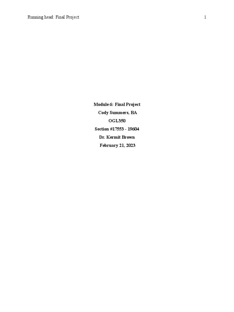 Ogl350 - Module 6 Final Project - Cody Summers | PDF | Educational ...