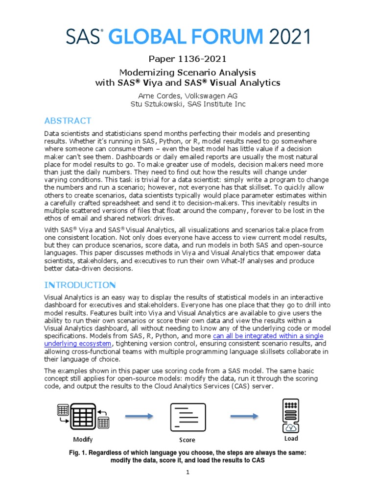 1136-2021 - Modernizing Scenario Analysis With SAS Viya and SAS Visual Analytics | PDF | World ...