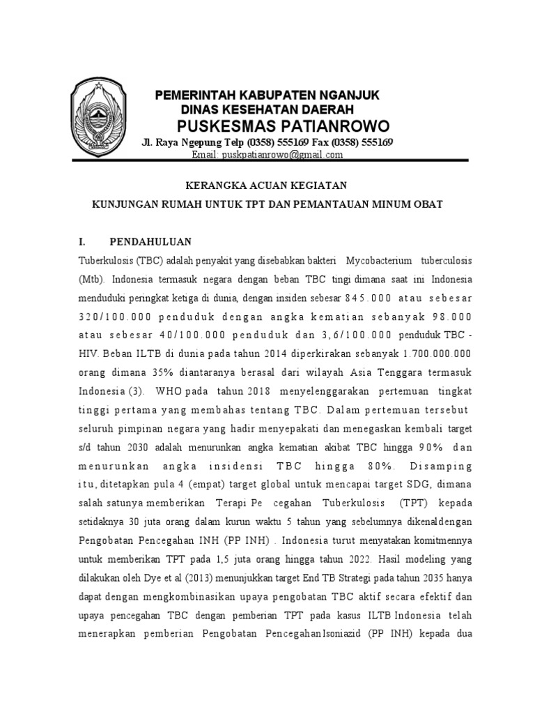 KAK p2 Kunjungan Rumah TBC | PDF | Kesehatan Holistik | Sains & Matematika