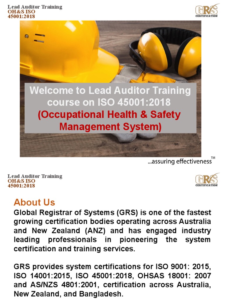 GRS Lead Auditor Training Master Presentation - OHSMS LA Slides | PDF ...