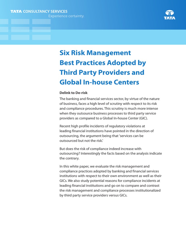 BPO Whitepaper Six Risk Management Best Practices Third Party Providers ... BPO Whitepaper Six Risk Management Best Practices Third Party Providers ...