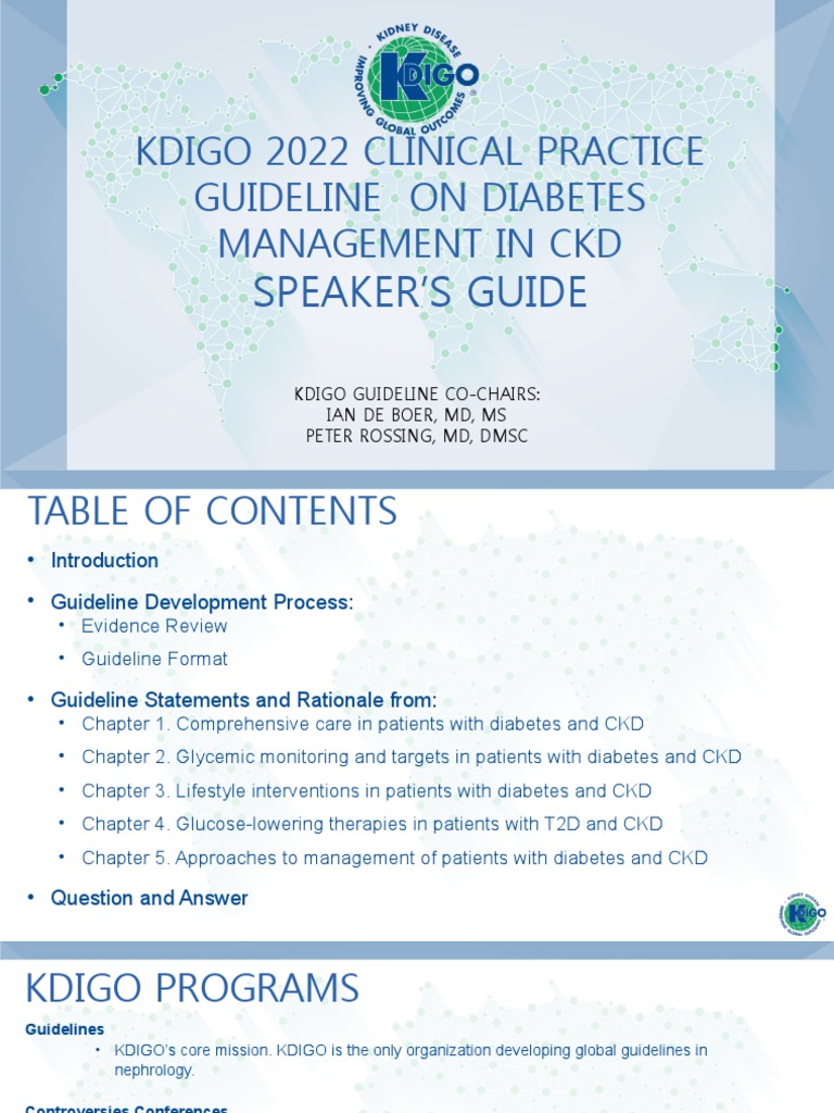 KDIGO 2022 Diabetes Management in CKD | PDF | Chronic Kidney Disease ...