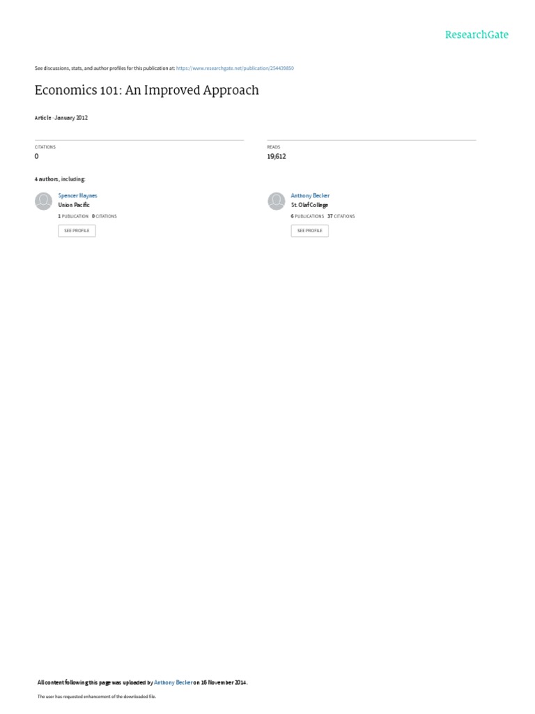 Economics 101 An Improved Approach | PDF | Economics | Phillips Curve