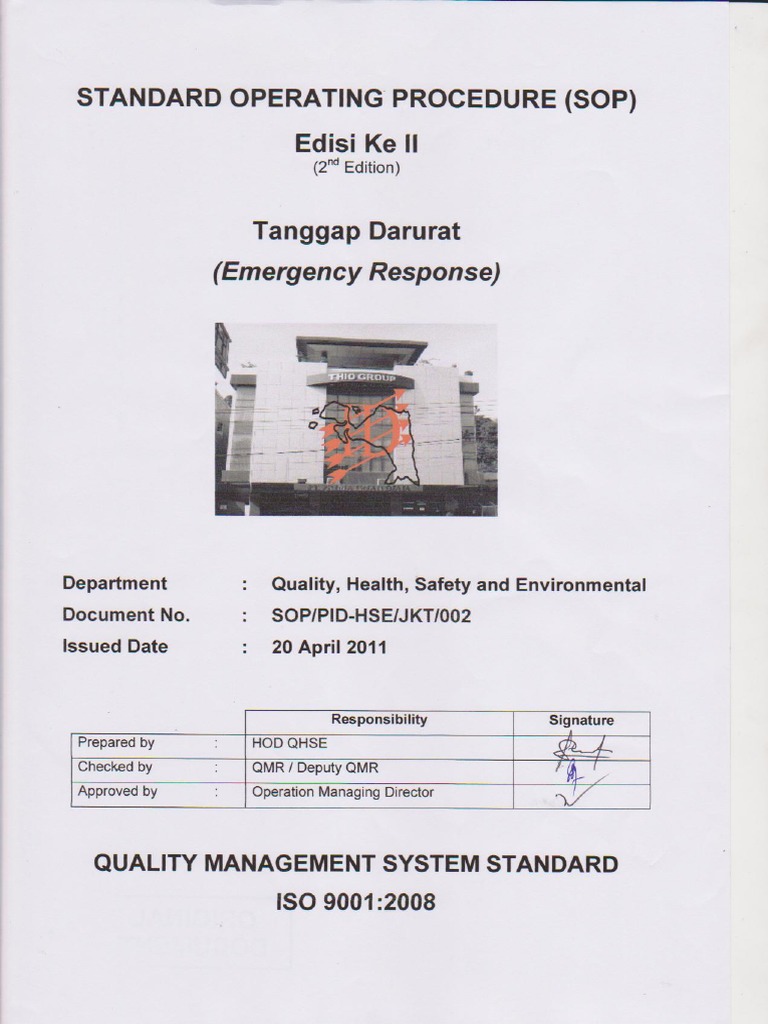 SOP QHSE-002 Emergency Response-Tanggap Darurat | PDF