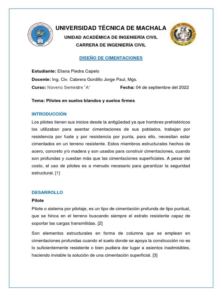 Tipos de Pilotes en Cimentaciones | PDF | Fundación profunda ...